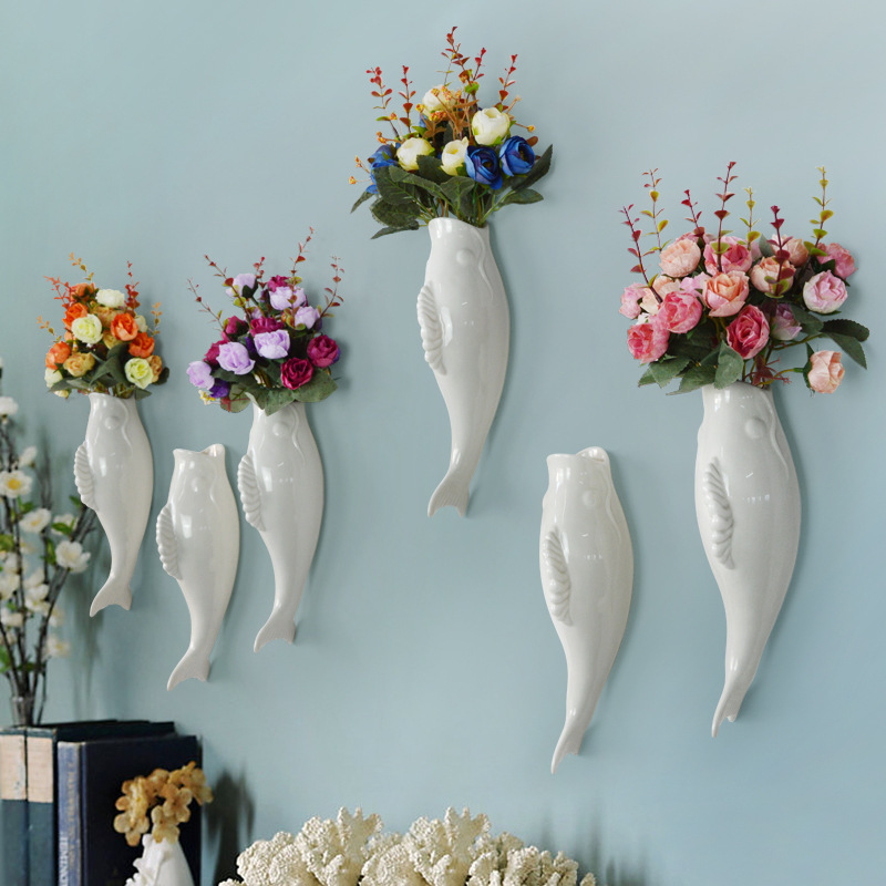 3D Ceramic Goldfish Wall Vase – Modern Restaurant Decor ...